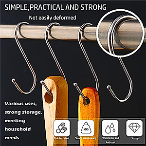 S Shaped Hooks, Metown, Heavy Duty Stainless Steel S Hooks, Hangers Hanging Hooks for Hanging Pots and Pans,Towels,Clothes,Plants in Home Kitchen Bathroom Bedroom Garden Work Shop (4.72in, 24)