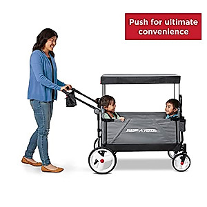 Radio Flyer City Luxe Stroll ‘N Wagon, Grey with Parent Caddy and Internal Storage Pockets, for 1+ Years