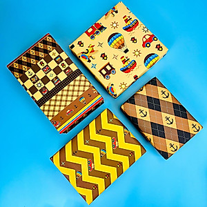 Dtiafu Car Wrapping Paper for Boys Kids Men - 10 Sheets Folded Flat Kraft Wrapping Paper - Nautical Boat/Anchor/Truck/Car/Train Gift Wrap for Birthday Baby Shower - 20 x 28inch Per Sheet