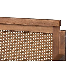 Baxton Studio Toveli Vintage French Inspired Ash Wanut Finished Wood and Synthetic Rattan Daybed with Trundle