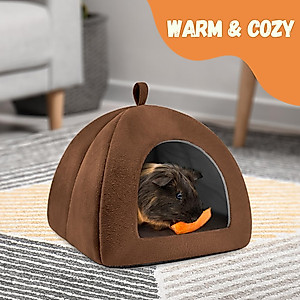 Tierecare Guinea Pig Hideout Washable Small Animal Bed Cozy House Hideaway Hide Hut for Dwarf Rabbit Chinchilla Hedgehog Ferret Cage Accessories