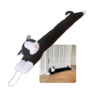 Evelots Under Door Cat Draft Stopper - Weighted - Keep Cold Air, Warm Air Out - Odor, Noise, Dust, Wind Blocker - Great for Window - Full 38 Inch Long - Heavy Duty Kitty Cat - Hanging Loops