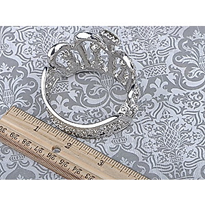 Alilang Silvery Tone Clear Crystal Colored Rhinestones Crown Tiara Princess Cuff Bracelet