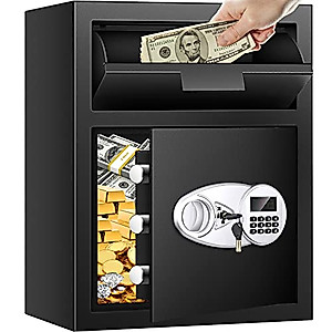 2.8 Cuft Depository Safe with Drop Slot, Anti-Theft Cash Drop Safe with Digital Keypad, Heavy Duty Money Drop Box with LED Display, Drop Safe for Business Mail Church
