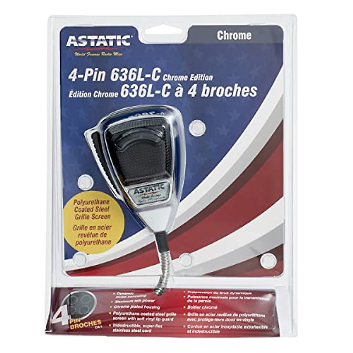 ASTATIC 302-10187 4-Pin Noise-Cancelling Microphone (Chrome)