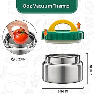 MAISON HUIS 8oz Soup Thermo Wide Mouth Vacuum Insulated Thermo Food Jar, Leak Proof Stainless Steel Food Thermo for Hot&Cold Food Kids Food Lunch Soup Container for School Travel(Green)