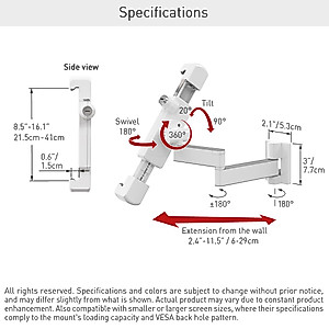 Barkan Lockable Tablet Mount Holder for 7 - 14 inch Devices, Anti-Theft, Full Motion Articulating, 360 degree Rotation Bracket, fits Apple iPad / Air / Mini, Samsung Galaxy Tab, Fire HD 7 / 8 / 10