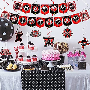 25 Packs Ninja Party Decorations Ninja Birthday Party Supplies Ninja Warriors Birthday Banner Ninja Warriors Hanging Swirls Decorations Ninja Party Supplies for Boys Ninja Warrior Themed Birthday