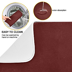 Burgundy Large Dish Drying Mat Xl for Dishes Kitchen Accessories Counter Microfiber Dish Drainer Pad Heat Resistant Mat Decor 18x24 Inch
