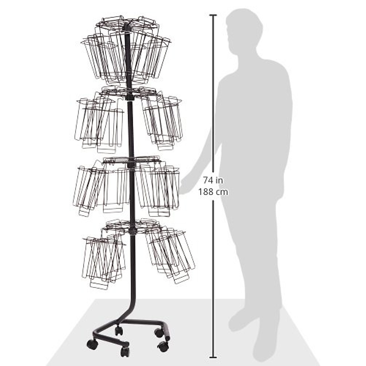 Safco Products 4128CH 32 Pockets Wire Brochure Display Rack, Charcoal, Rotating for Increased Visibility, Office and Classroom Organization