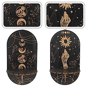 Operitacx 2pcs Wooden Crystal Display Shelf Crystal Holder Wall Mounted Witch Stuff Rack Stand Witchy Room Decoration for Crystals Stone Essential Oil