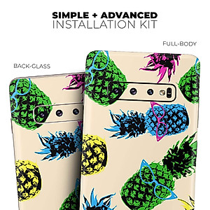 DesignSkinz Tropical Cool Retro Pineapples Protective Vinyl Decal Wrap Skin Cover Compatible with The Samsung Galaxy S20 (Screen Trim & Back Glass Skin)