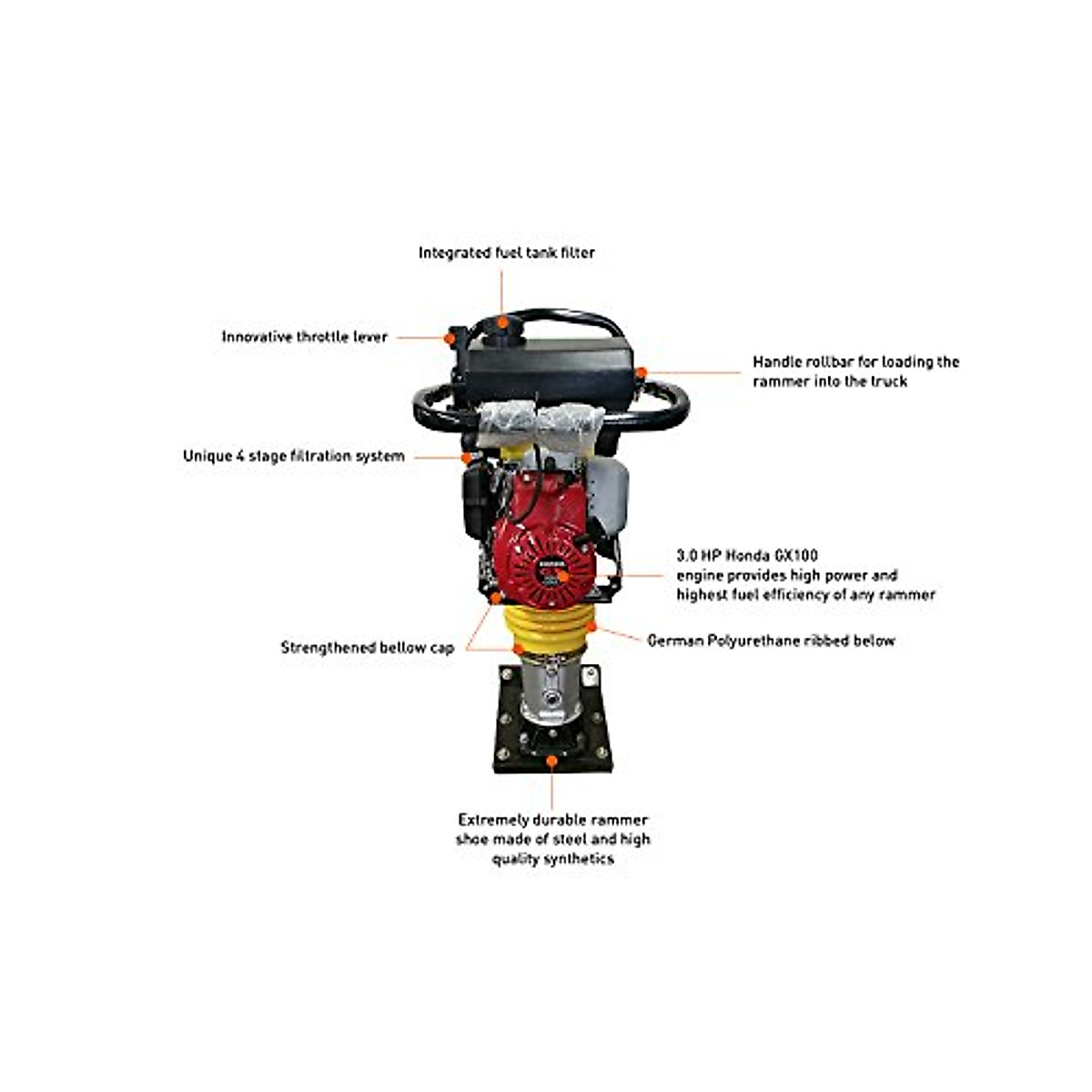 Hoc RM100 - Honda GX100 Tamping Rammer Jumping Jack Light Weight + 3 Year Warranty