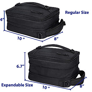 MIER Insulated Lunch Box 2 Compartment Lunch Bag and Expandable Lunch Pack for Men, Women, Black