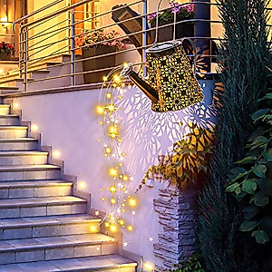 Nixby Removable Solar Watering Can with Lights Outdoor,Hanging Solar Lantern,Metal .Waterproof Garden Lights Decorations Mother's Day Gift Lights Outdoor Decorative 90 LED Light Sources, Warm White