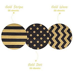 Ueerdand 105 Sheets Gold Black Tissue Paper, Christmas Metallic Gift Wrapping Paper Bulk for New Year Gift Bags, Birthday, Graduation, DIY Shipping Crafts, 20 Inch x 12 Inch