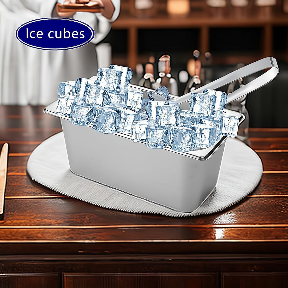Ice Buckets for Parties,Wine Beer Champagne Bucket,Stainless Steel Ice Cube Bin (Medium)