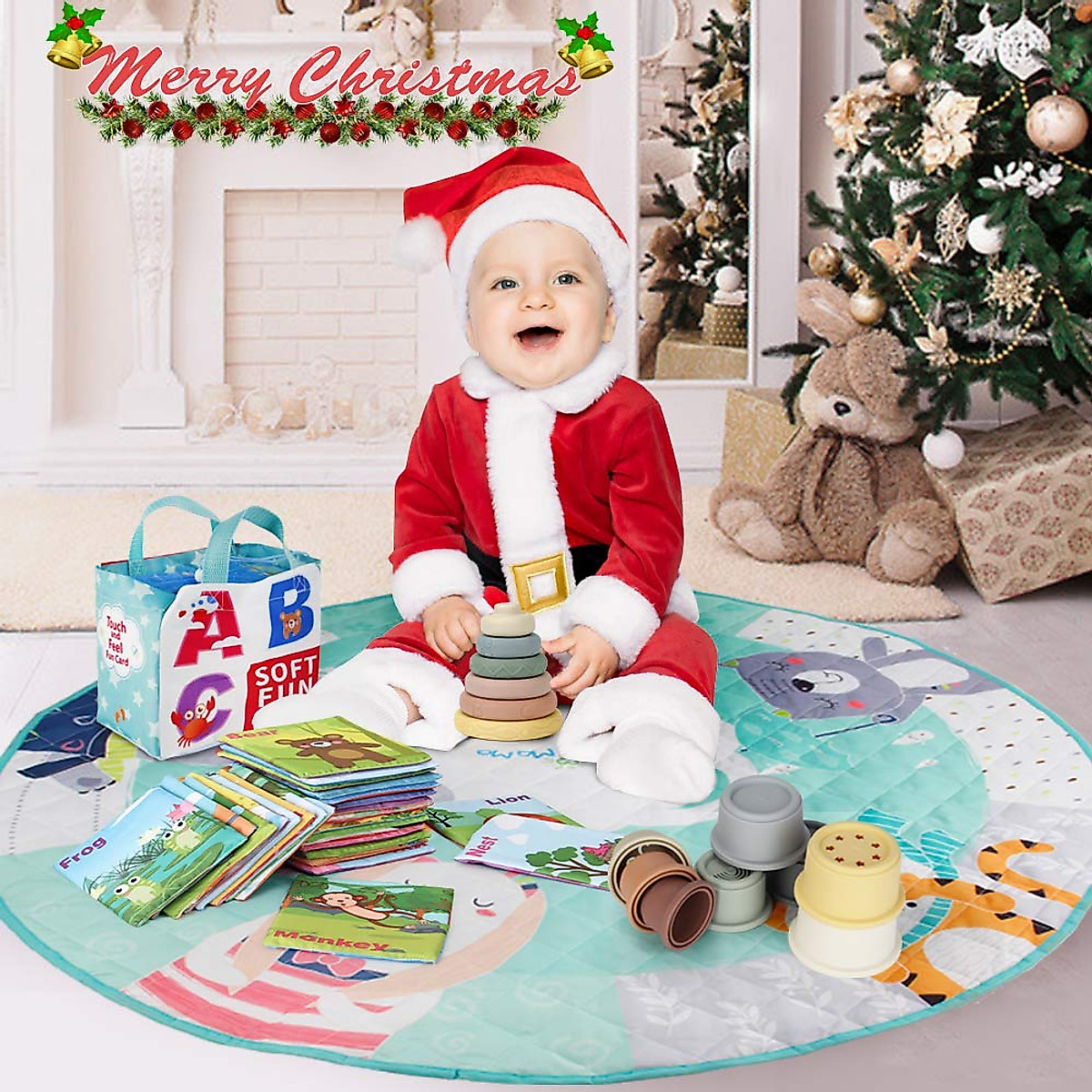 Mini Tudou 26 PCS Baby Soft Alphabet Cards, ABC Learning Flash Cards with Storage Bag, Washable Soft Letter Early Educational Toy for Babies Infants Toddlers Boys and Girls 0 1 2 3 Years Old