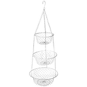 Fox Run White 3-Tier Kitchen Hanging Fruit Baskets, 32 Inches