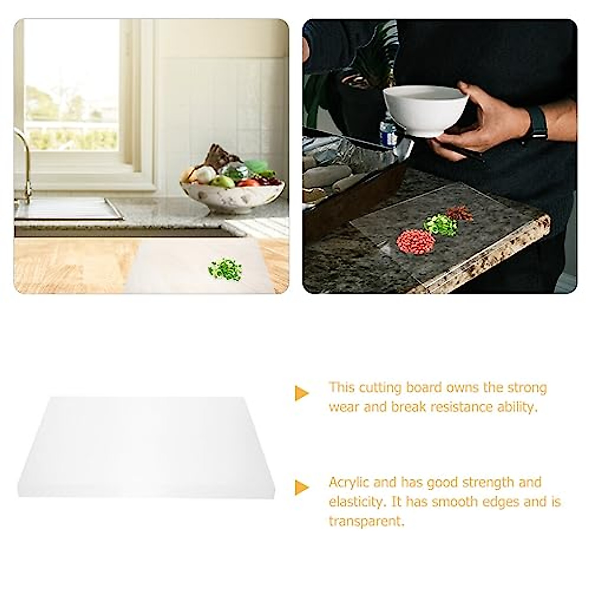 Homoyoyo Acrylic Cutting Boards Clear Chopping Board Anti- Transparent Cutting Board for Counter Countertop Protector Home Restaurant