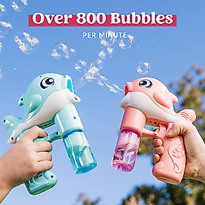 JOYIN 2 Bubble Guns Kit, Whale Automatic Bubble Maker Blower Machine with 4 Bubble Solutions for Kids, Bubble Blaster, Summer Toy, Birthday, Outdoor & Indoor Activity, Easter, Valentine Party Favors