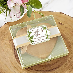 Kate Aspen Tastefully Yours Heart-Shaped Bamboo Cheese Board, Miniature Cutting Board, Sage Green/Brown, 4.5" H x 5" W, One Size
