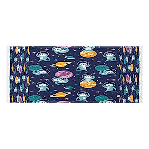 Kigai Cute Sloth Space Star Washing Machine Cover, Top Load Washer Dryer Fabric Cover with Storage Bags for Home Appliances Dust Proof Covers for Refrigerator Oven