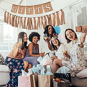 Tallew 2 Pcs Boho Burlap Banner Baby Shower Decorations Set Include Rustic Gift Decor Bunting Sign Gifts Lace Tassel Garland Rag Tie for Party Wedding Bridal Farmhouse