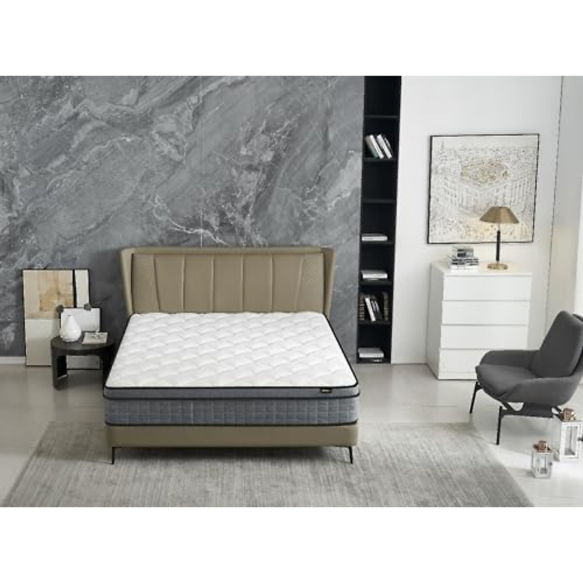Container Furniture Direct Hybrid 12 Inch Queen Mattress in a Box, Pillow Top Bed Cushion with Gel Infused Memory Foam, Breathable and Hypoallergenic, Medium Firm for Lumbar Support