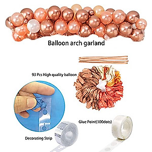 Rose Gold Birthday Party Background Decoration&Balloons Arch Kit,Crown,Rose Gold Happy Birthday Banner,Fringe Curtain,Balloon gift box,Sweet 16 18th 21st 30th Birthday for Women Girls