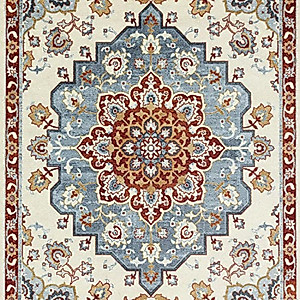 Maples Rugs Stina Vintage Medallion Kitchen Rugs Non Skid Accent Area Carpet [Made in USA], Blue/Red, 2'6" x 3'10"