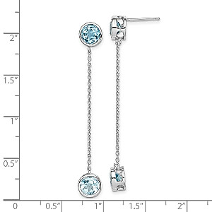 925 Sterling Silver Sky Blue Topaz Chain Post Drop Dangle Earrings