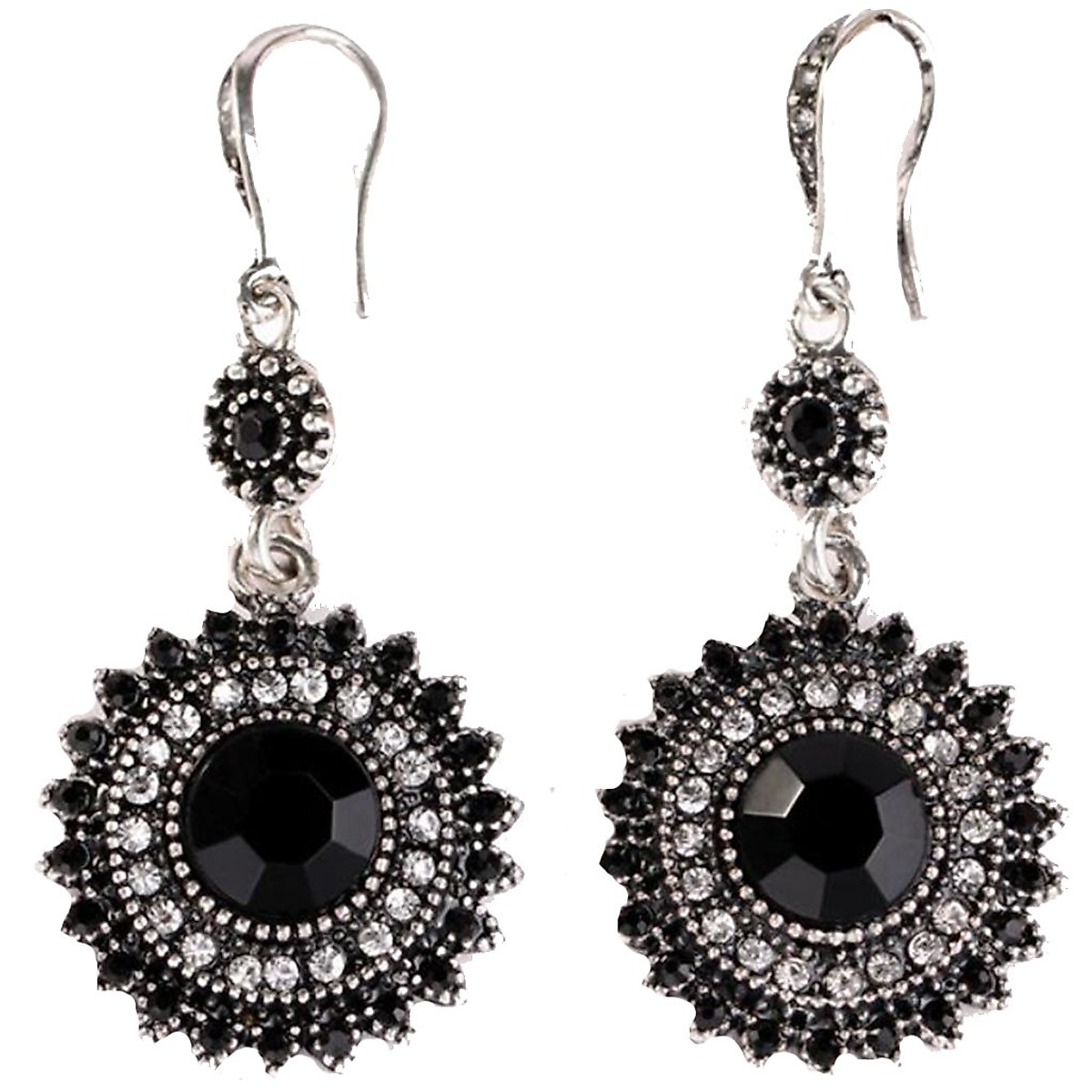 Bohemia national wind restoring ancient ways sunflower earrings (Black)
