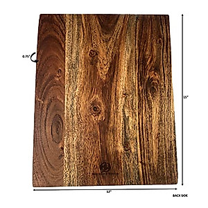 Mountain Woods Brown Hand Crafted Live Edge Acacia Wood Cutting Board/Serving Tray | Butcher Block | Charcuterie Board | Chopping Board for Vegetables, Fruits and Meat - 15" x 12" x 0.75"