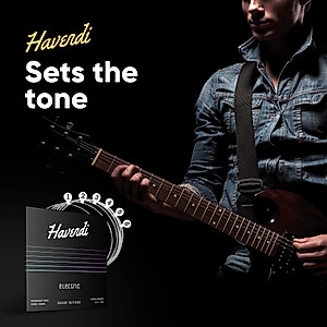HAVENDI® Guitar Strings electric guitar - brilliant sound quality strings made of steel for electric guitar coated with nickel (6 string set) incl. 3 picks