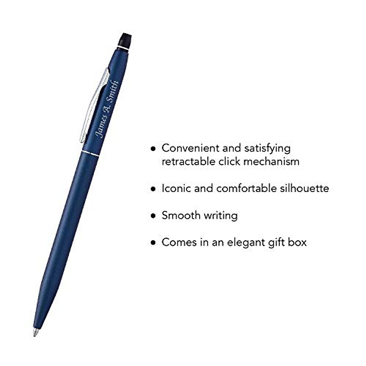Engraved - Cross Click Ballpoint Pen - Personalized with Your Name (Midnight Blue)