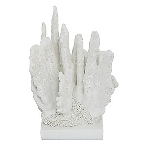 Deco 79 Polystone Coral Decorative Sculpture Home Decor Statue, Accent Figurine 7" x 6" x 10", White