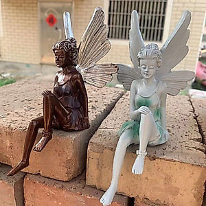 MBVBN Angel Figurine Outdoor Fairy Statue - White 9'' Resin Garden & Home Decoration - Table Ornaments, Patio, Porch & Yard Art - Christmas & Housewarming Gift