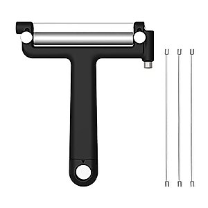 KITCHENDAO Replaceable Wire Cheese Slicer Cutter, 50% Stronger Wires with 2nd Gen Wire Fixing Mechanism, Adjustable Wire Cheese Cutter, Quick Replacement, Dishwasher Safe, with 3 Extra Wires