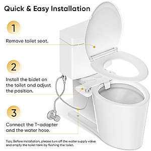 LEIVI Bidet Attachment for Toilet, Ultra-Slim Bidets for Existing Toilets with Dual Nozzle, Hygienic Toilet Bidet, Fresh Cold Water Sprayer, Adjustable Water Pressure