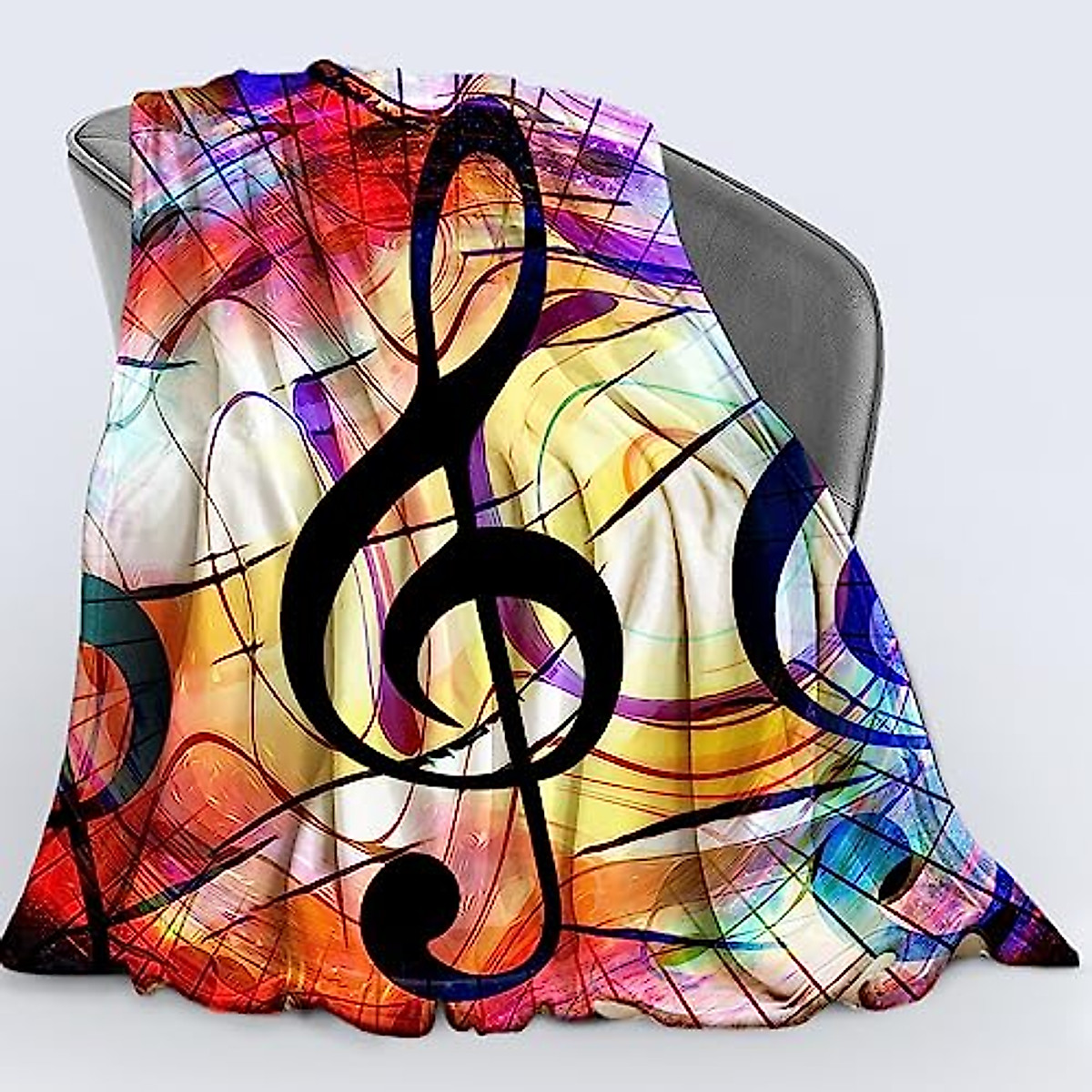 Wucidici Music Note Colorful Throw Blanket Lightweight Soft Cozy Musical Notes Blanket for Couch Sofa Bed 50"x 60"