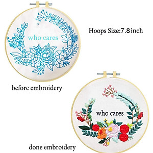 Artilife Embroidery Kit for Beginner Cross Stitch Kit for Adults, Printed Embroidery Starter Kit Crafts with Stamped Pattern Embroidery Hoops Floss Thread Needles