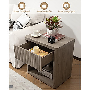 SICOTAS Night Stand Set of 2 Nightstands with Drawer Storage Bed Side Table End Table Large Modern Wood Wide Bedside Stand Mid Century Night Stands for Bedroom Living Room Sofa Couch Office (Grey)