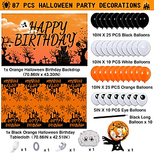 Halloween Birthday Party Decorations, Halloween Decorations Indoor/Outdoor for Kids, Halloween Party Decorations with Halloween Birthday Banner Backdrop Halloween Balloons Arch Kit