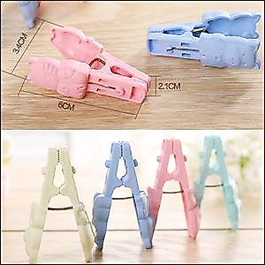 Foshine Clothespins 48pack Clothes Clips Cute Sturdy Cartoon cat Monkey Clothes pins Plastic Pegs Clothespin Laundry Windproof Clothespin Photo Paper Pegs Craft Clips Painting Display Pegs Kitchen