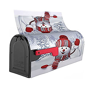Duduho Winter Snowman Mailbox Cover Magnetic Winter Mailbox Wraps Post Box Cover Décor 21x18 in