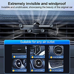 Rednow Car Vent Phone Mount,Invisible Rotatable Air Vent Mount Car Phone Holder 360°Anti-Shake Universal Phone Mount,Car Dashboard & Never Blocking Air Vent Clip Cell Phone Holder for Car (Black)
