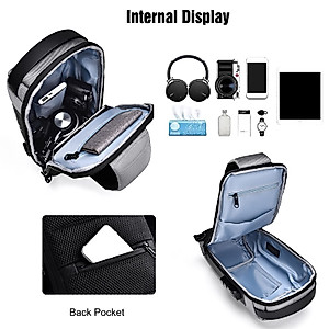 FANDARE Anti-Theft Sling Bag Chest Shoulder Backpack Crossbody Bags for Men Women Cover Pack Hiking Small Rucksack with USB Charging Port for Business Travel Hiking Bicycle Sport Gym Pack New Blue