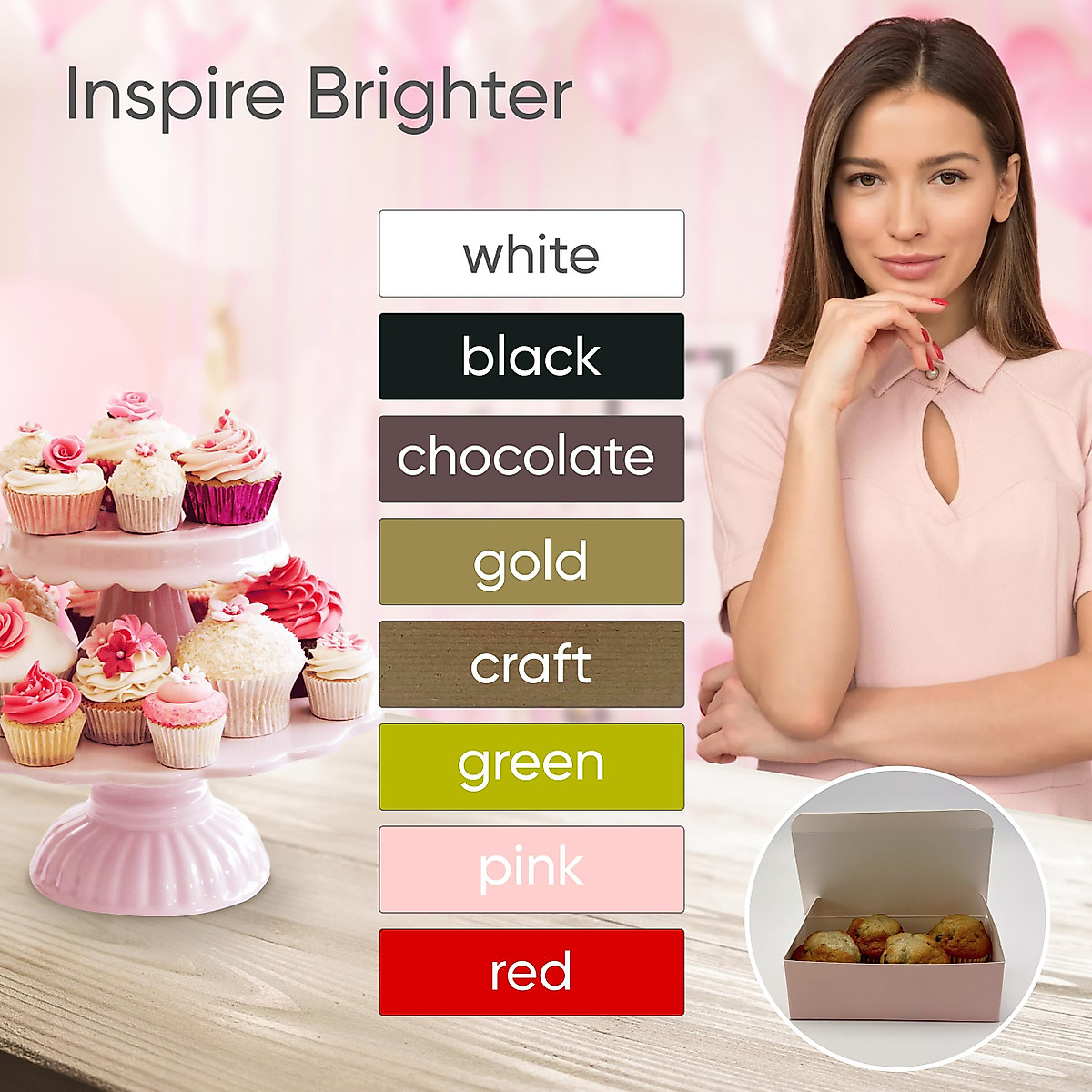 Biscuits Lasso Pink Boxes - 10 Pack - 1 lb - Mini Cake Box - Bakery Collapsible Paper Сase for Small Homemade Treats, Candy, Dessert, Pastry Pie, Cupcakes - 7 x 3.38 x 2 inches