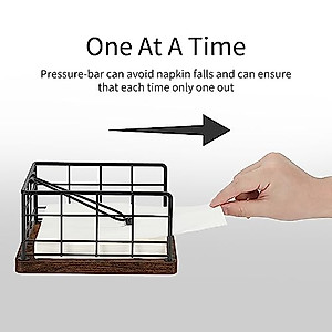 YINMIT Flat Napkin Holder for Table, Rustic Paper Napkin Organizer for Cafe with Weighted Arm, Wooden Tissue Paper Dispenser for Kitchen Countertop, Dining Table, Picnic Table, Indoor and Outdoor Use